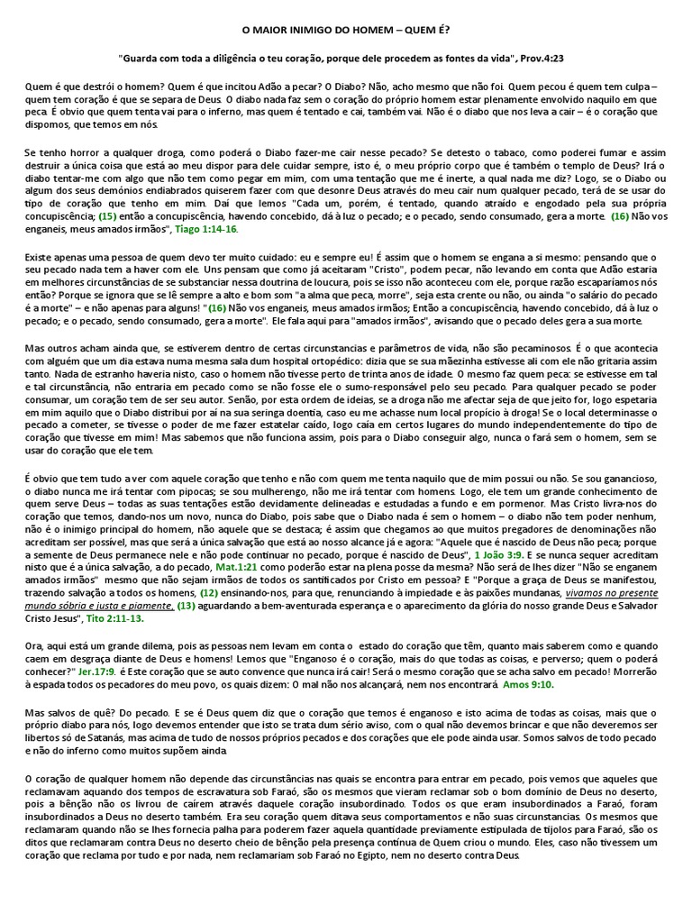 O Verdadeiro Inimigo do Homem | PDF | Pecado | Diabo