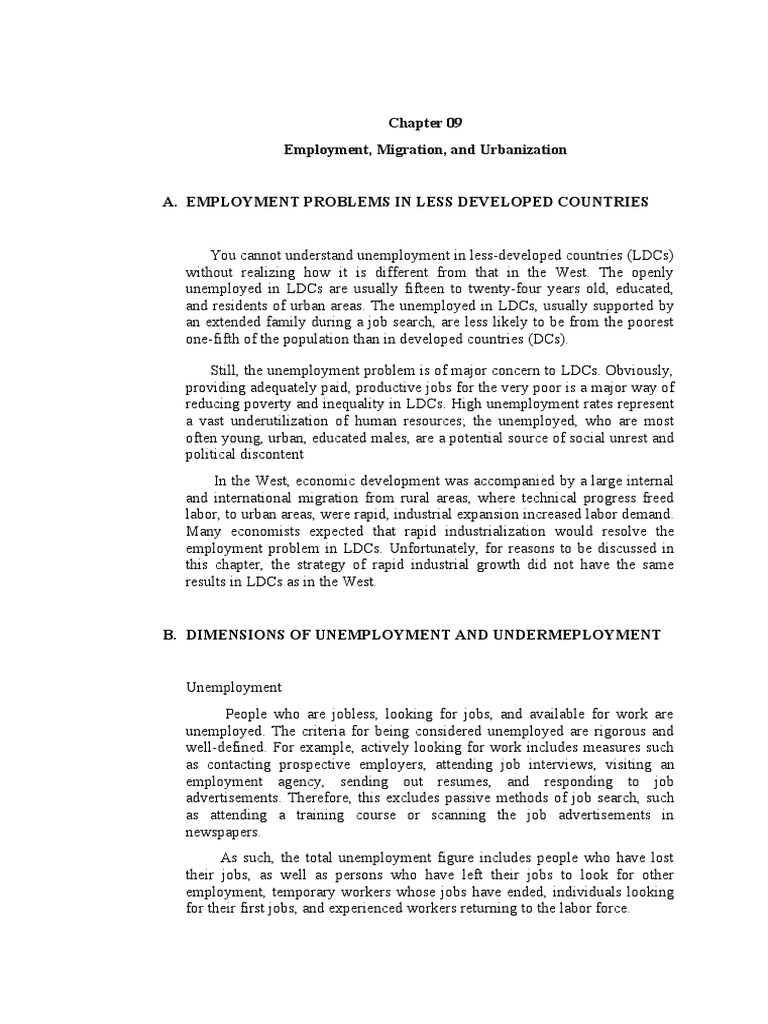 Employment, Migration, and Urbanization | PDF | Unemployment | Underemployment