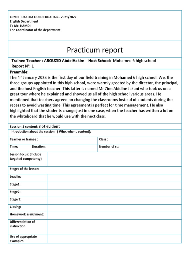 Observations and Reflections from the First Week of Practicum: Insights ...