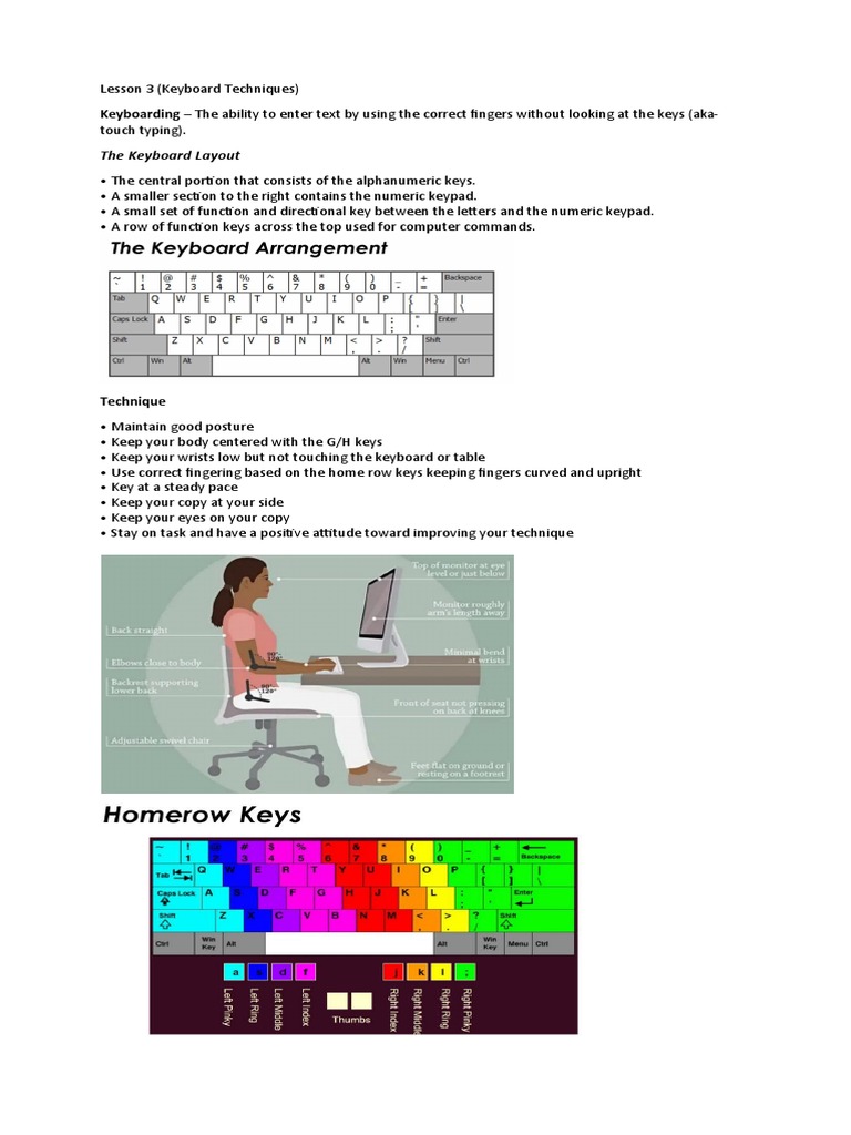 Keyboard Techniques for Touch Typing | PDF