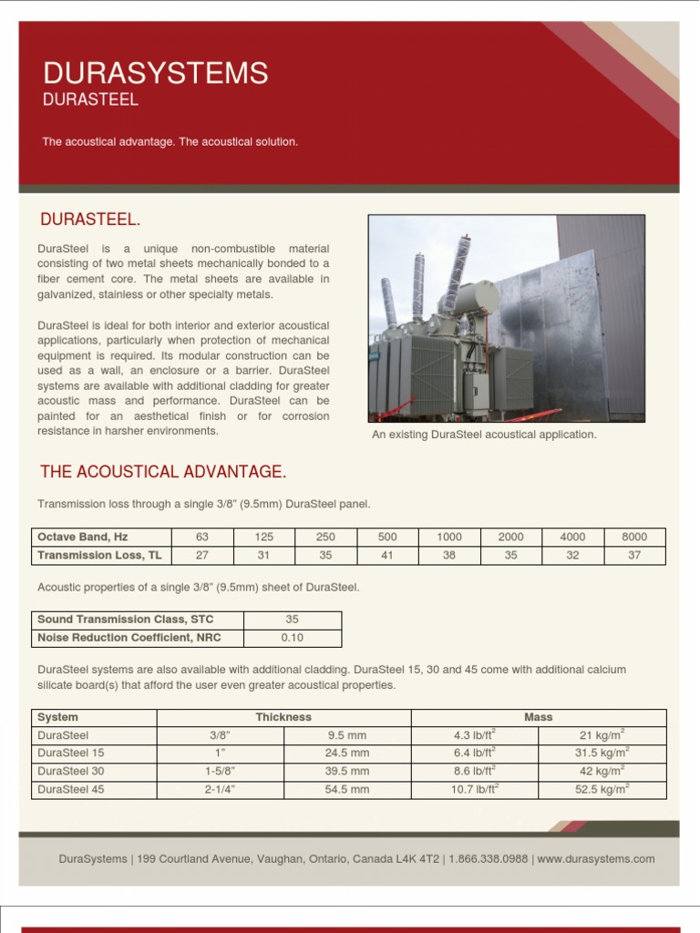 DuraSystems - DuraSteel Acoustical Brochure | PDF | Strength Of ...