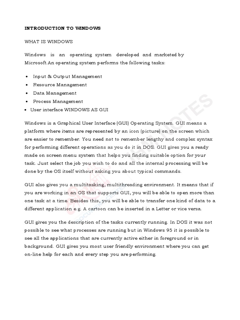 Windows Operating Systems | PDF | Window (Computing) | Graphical User Interfaces