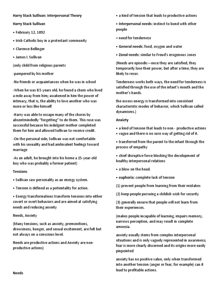 Sullivan | PDF | Interpersonal Relationships | Intimate Relationships