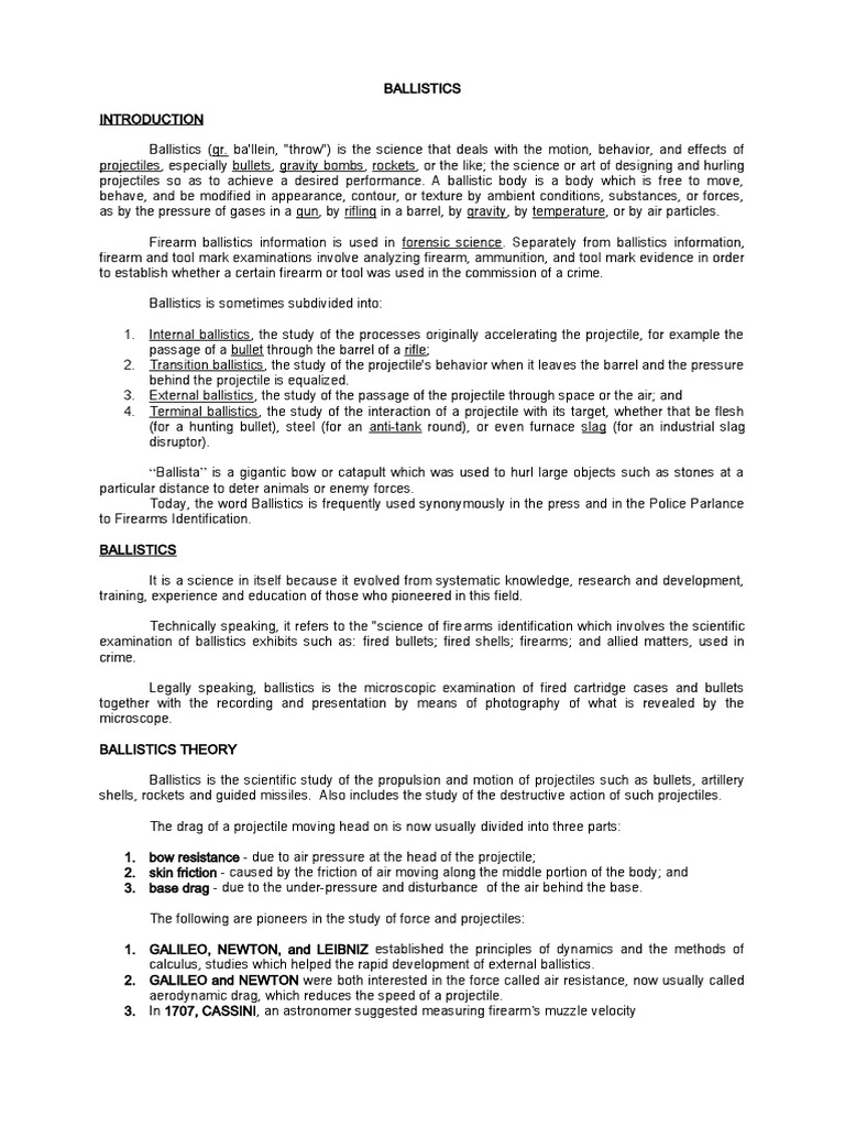 BALLISTICS | PDF | Gun Barrel | Ballistics