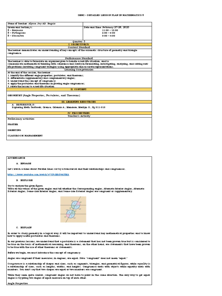 Angle Postulates and Theorems LP | PDF | Elementary Geometry ...