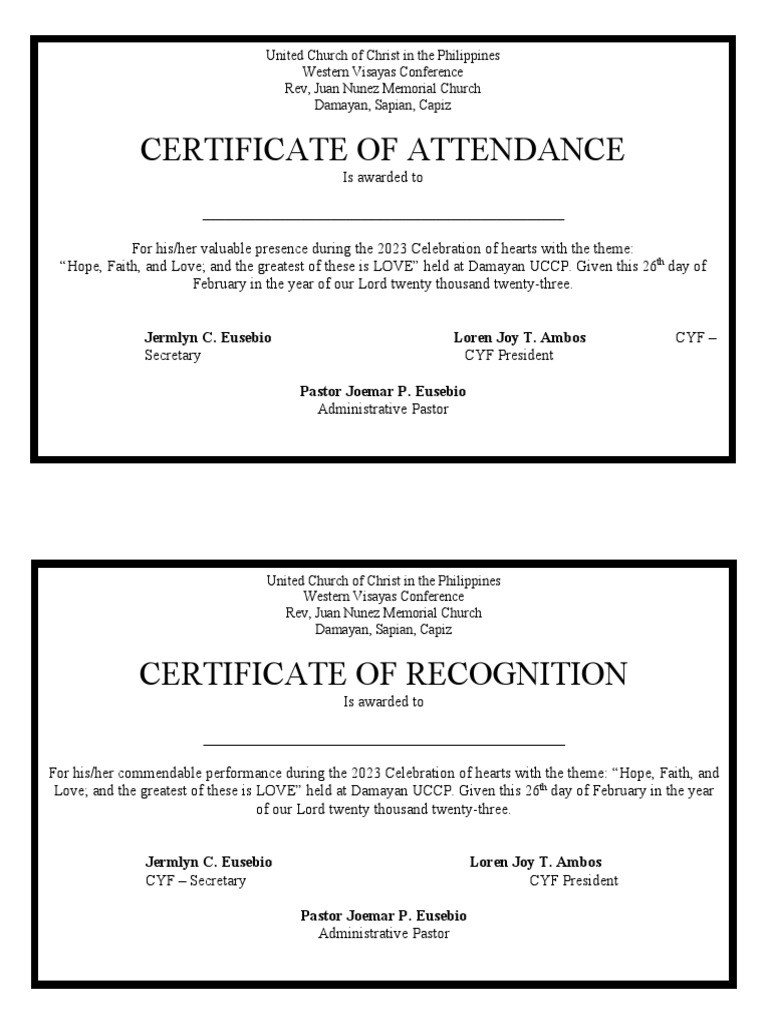 Certificate Celebration of The Hearts | PDF