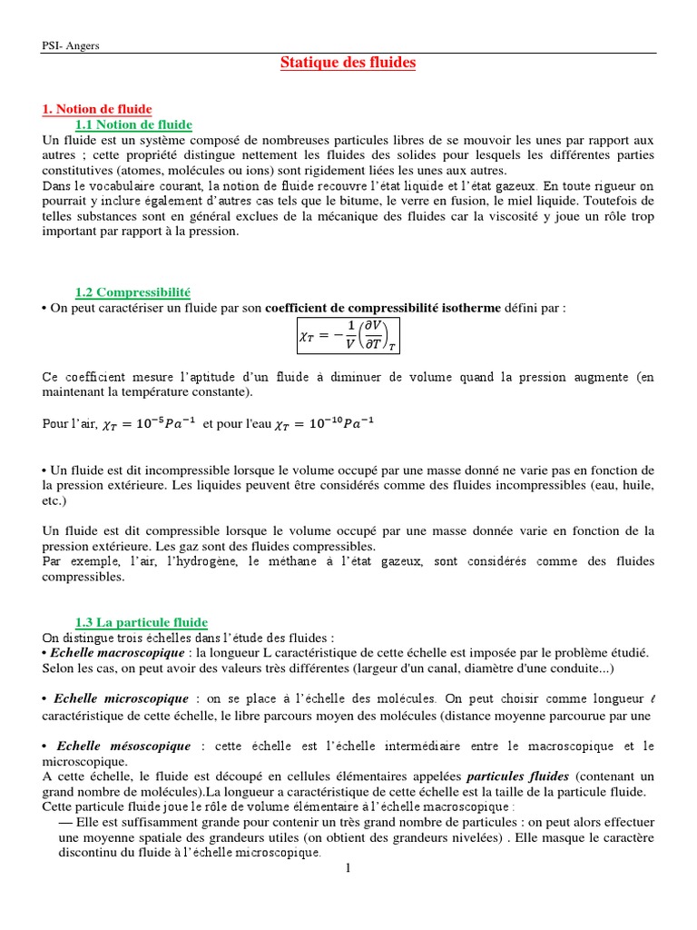 Statique Des Fluides2 | PDF | Pression | Fluide