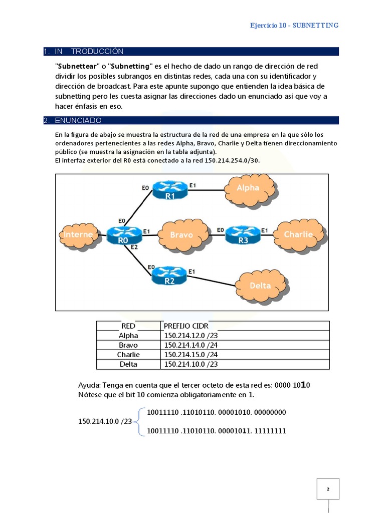 Tema4 Ejercicio10 Subnetting Enunciado | PDF