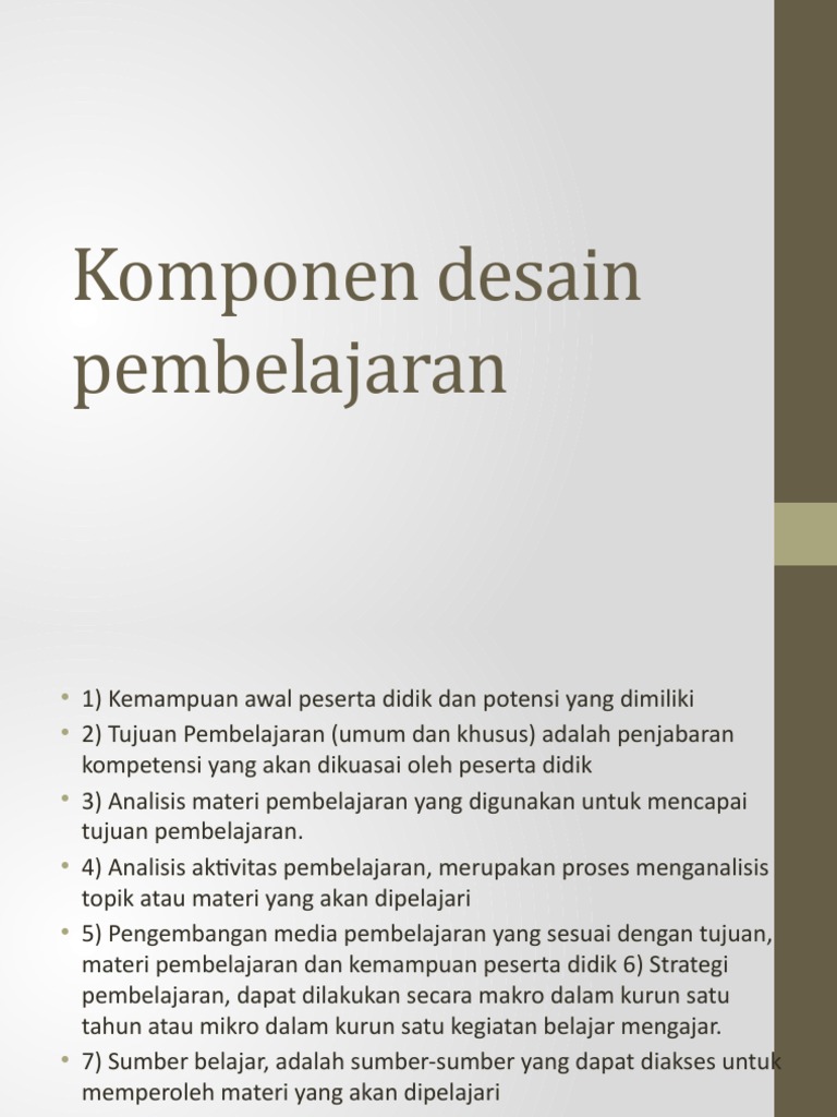 Komponen Desain Pembelajaran | PDF