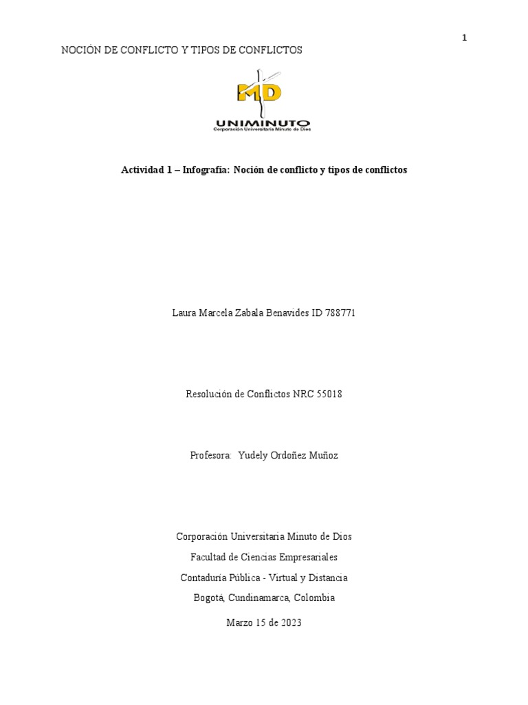 Act.1 Infografia Noción de Conflicto y Tipos de Conflicto - NRC 55018 | PDF