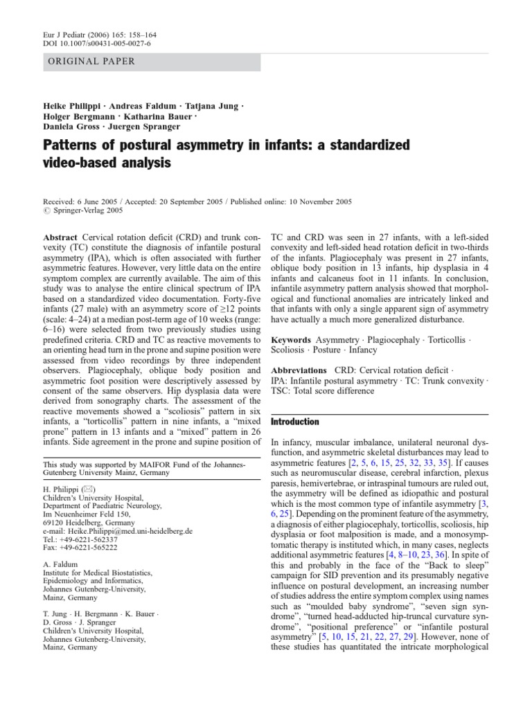 Patterns of Postural Assymetry in Infants | PDF | Foot | Anatomical ...