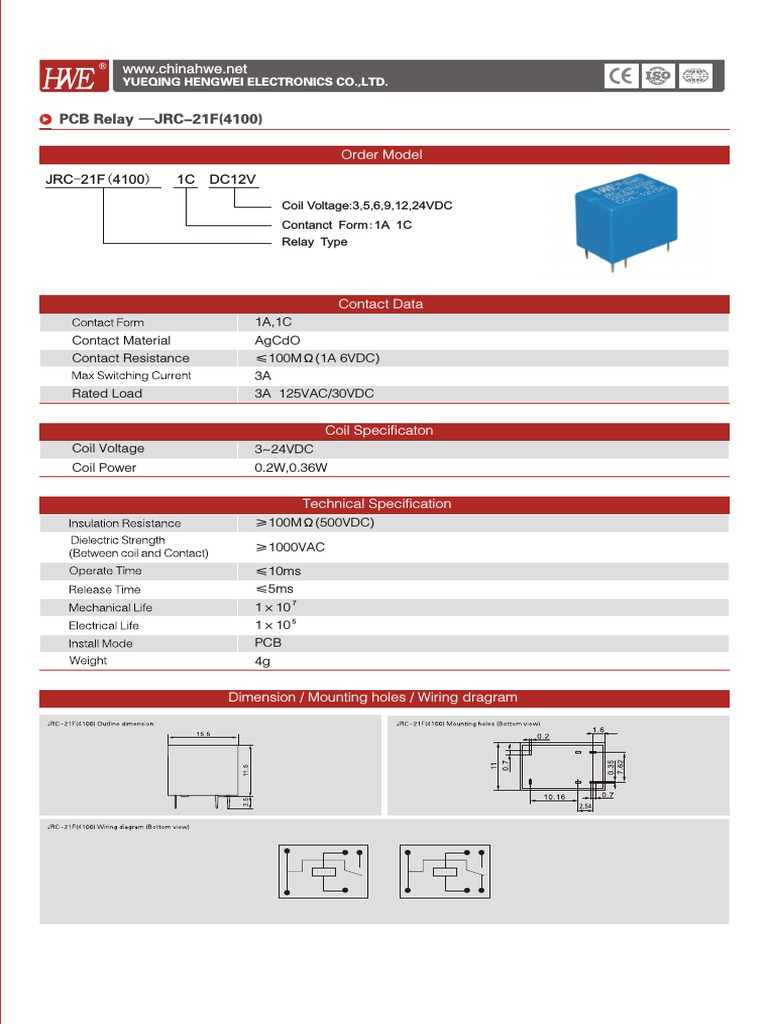 PCB Relay JRC-21F (4100) - : Order Model | PDF