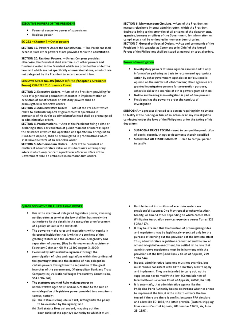 Executive Powers of the President: An Analysis of the President's ...