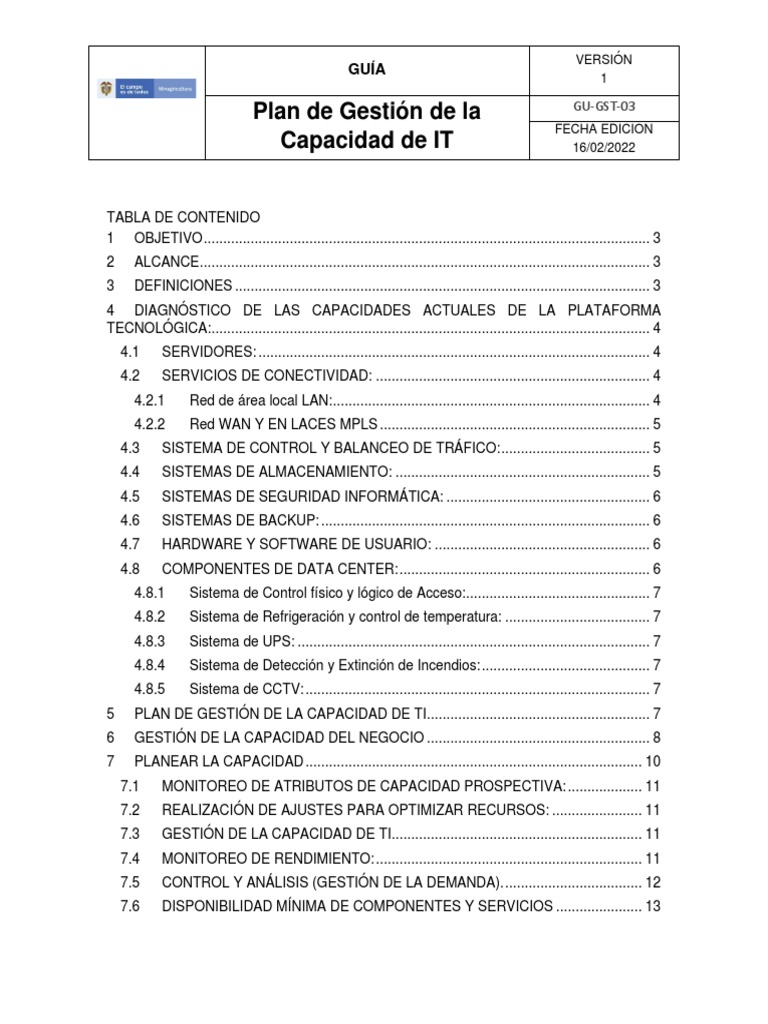 Guia Plan de Gestion de Capacidad de IT | Descargar gratis PDF ...