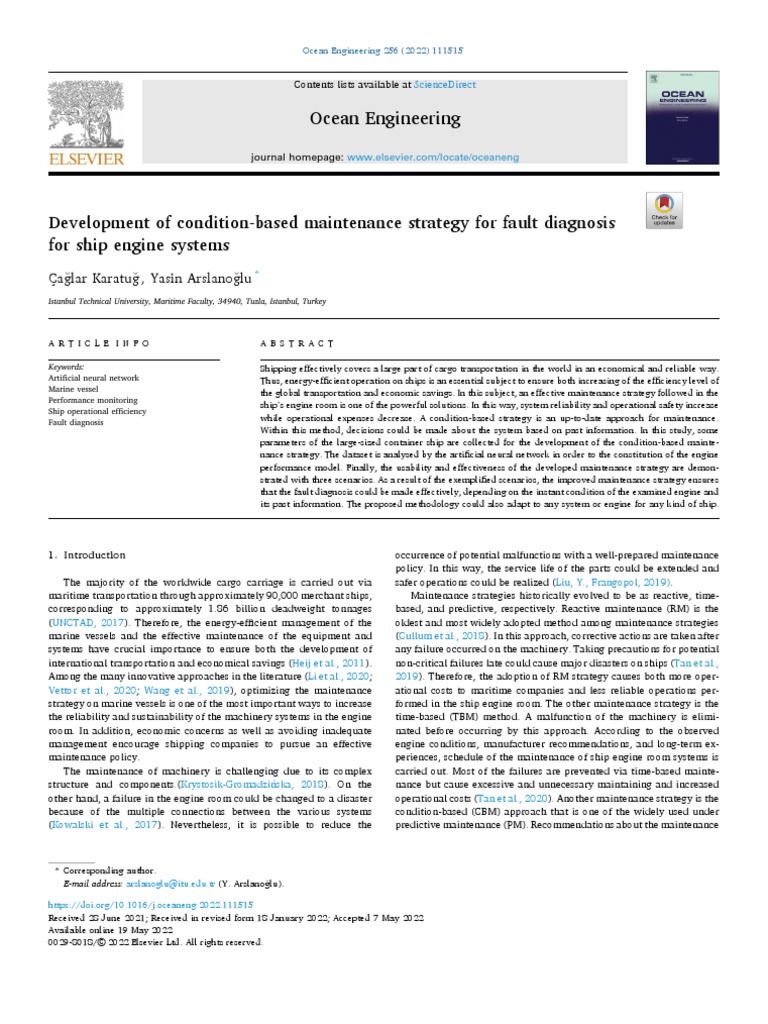 Karatug2022 - Development of Condition-Based Maintenance Strategy For Fault Diagnosis For Ship ...