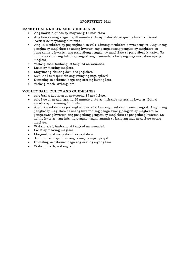 SPORTSFEST 2022 Basketball | PDF