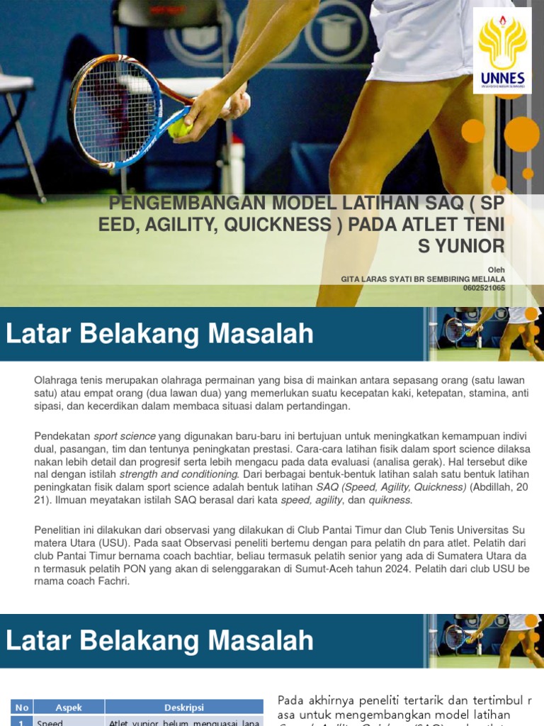 Pengembangan Model Latihan Saq (SP Eed, Agility, Quickness) Pada Atlet Teni S Yunior | PDF
