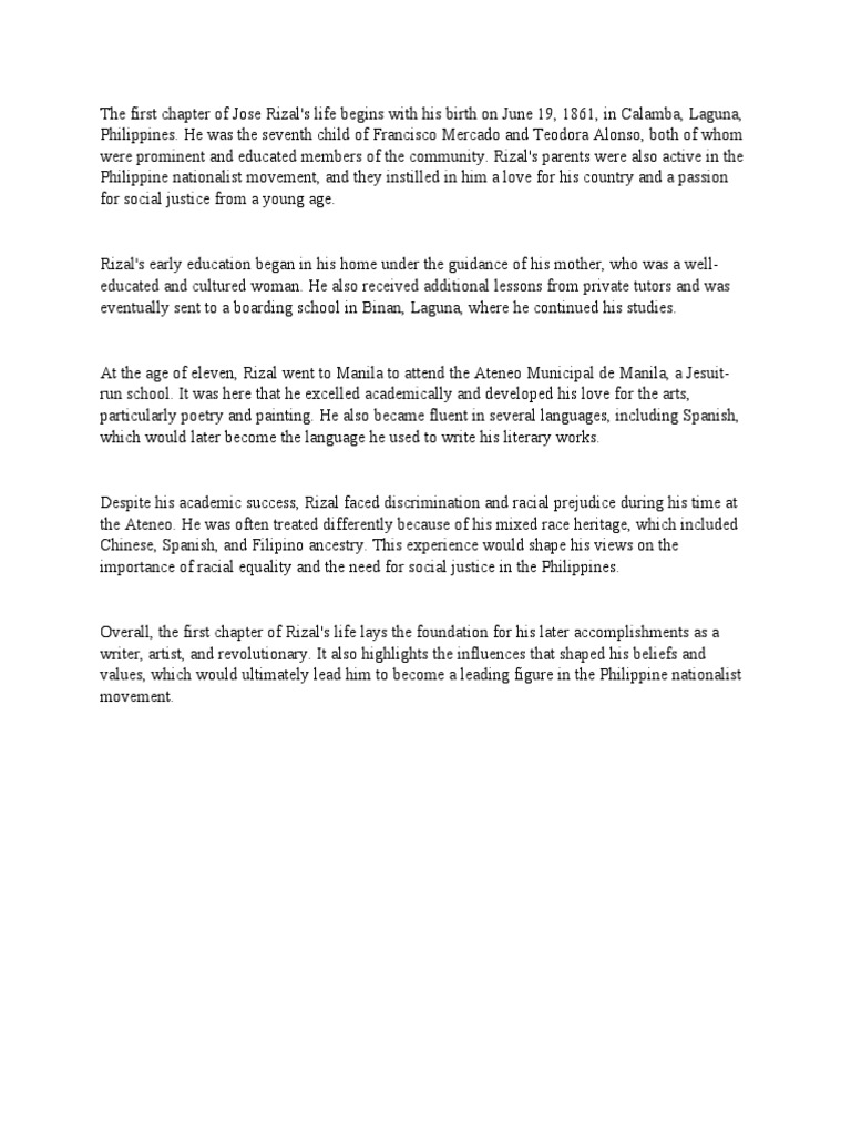 The First Chapter of Jose Rizal | PDF