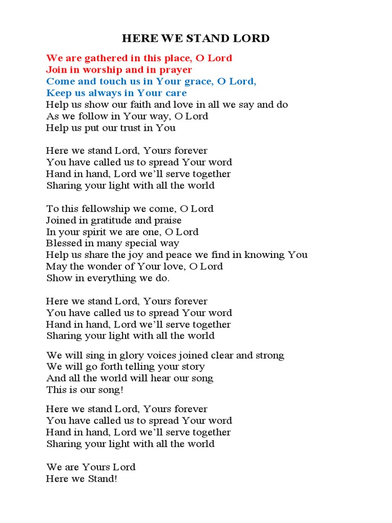 Here We Stand Lord | PDF