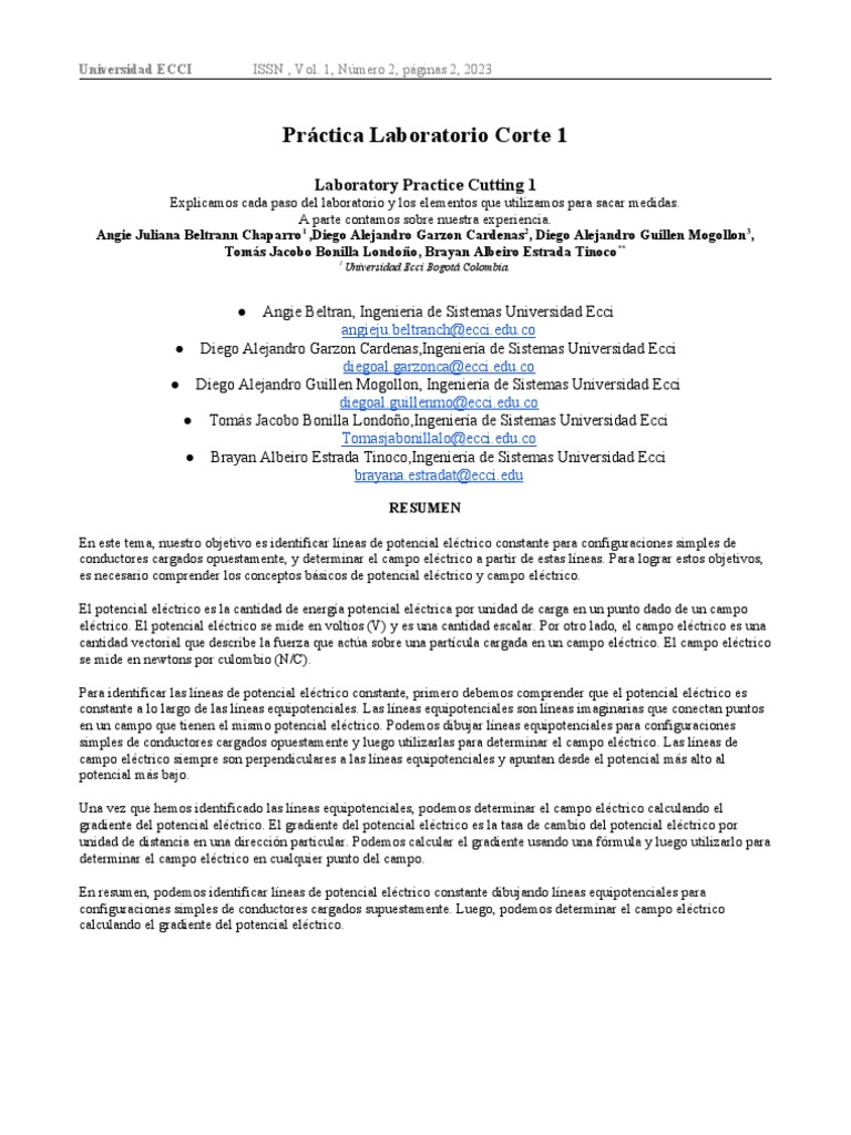 Formato Informe Laboratorio Revista EJE (IEEE) | PDF | Electricidad | Carga eléctrica