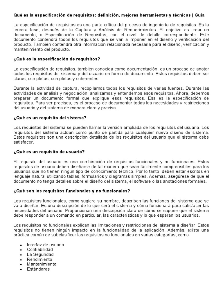 Requisitos de Sistemas | PDF | Software | Caso de uso