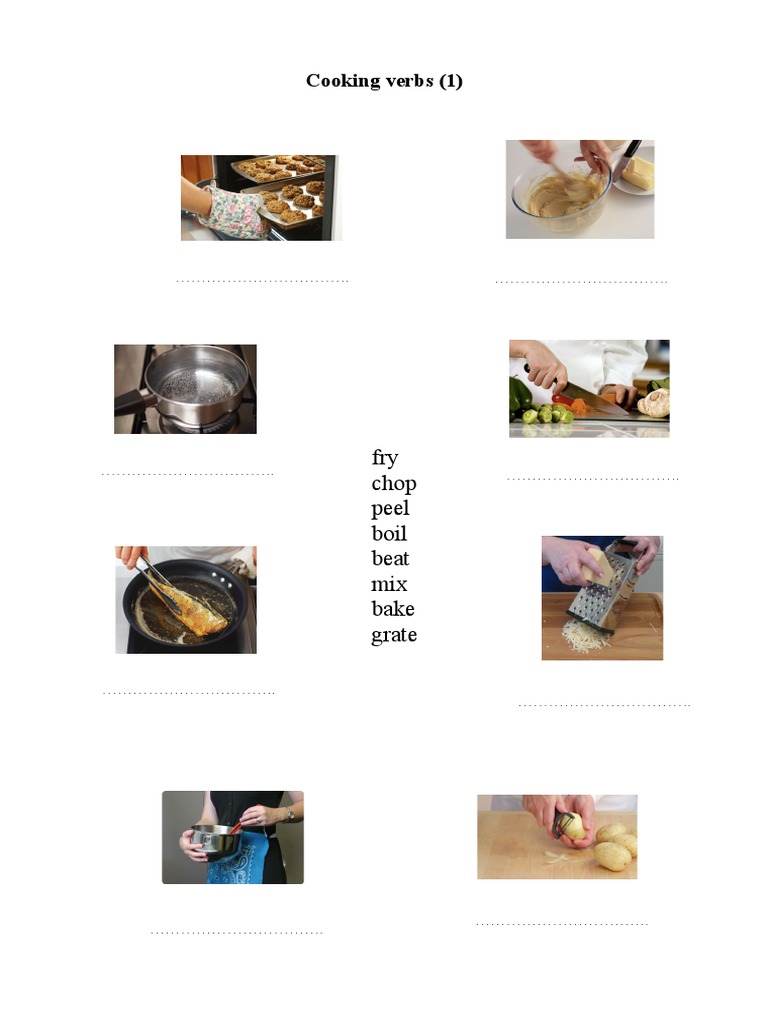 Cooking Actions Worksheet 1 | PDF