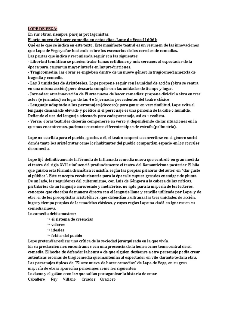 Innovaciones de Lope de Vega en Teatro | PDF | Teatro | Comedia