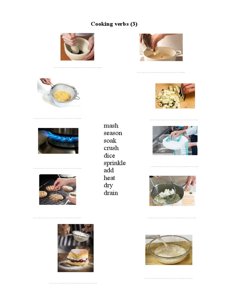 Cooking verbs guide: mash, season, soak & more | PDF