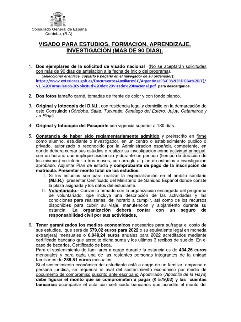 Visado para Estudios, Formación, Aprendizaje, Investigación (Mas de 90 ...
