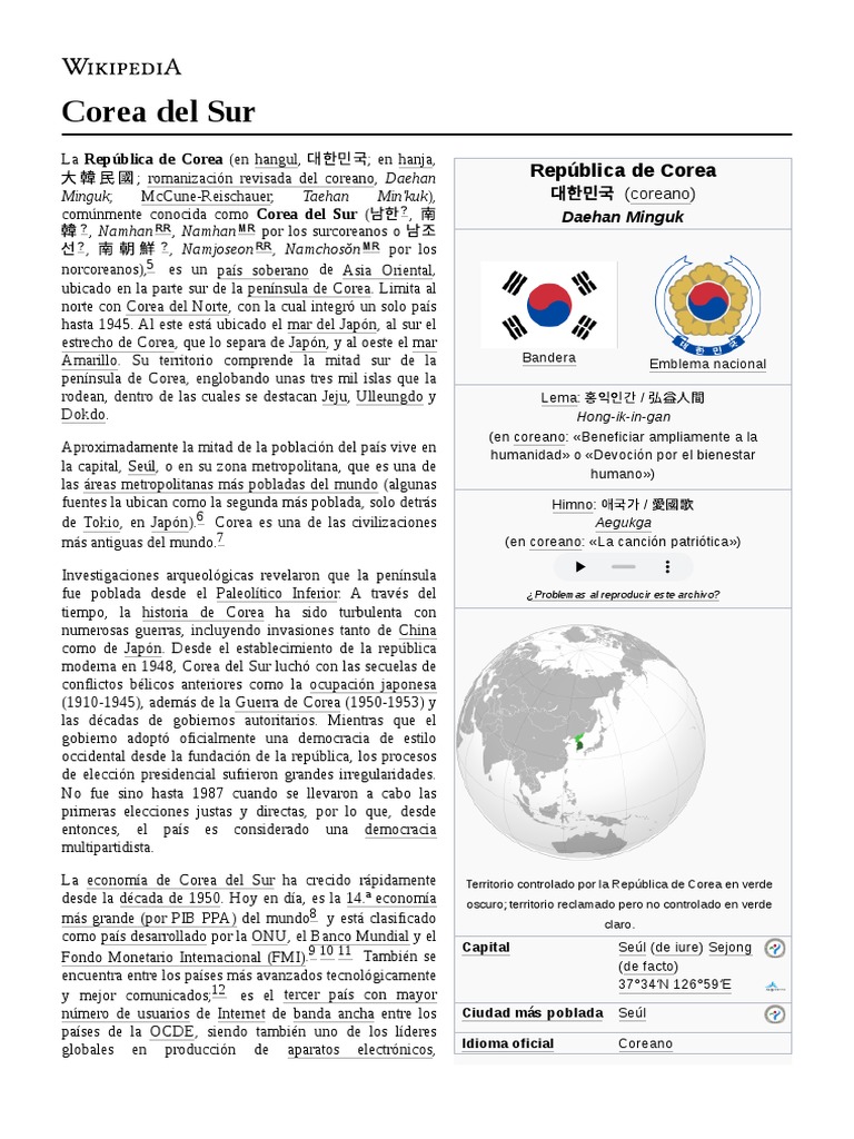 Corea Del Sur: República de Corea | PDF | Corea del Sur | Política mundial