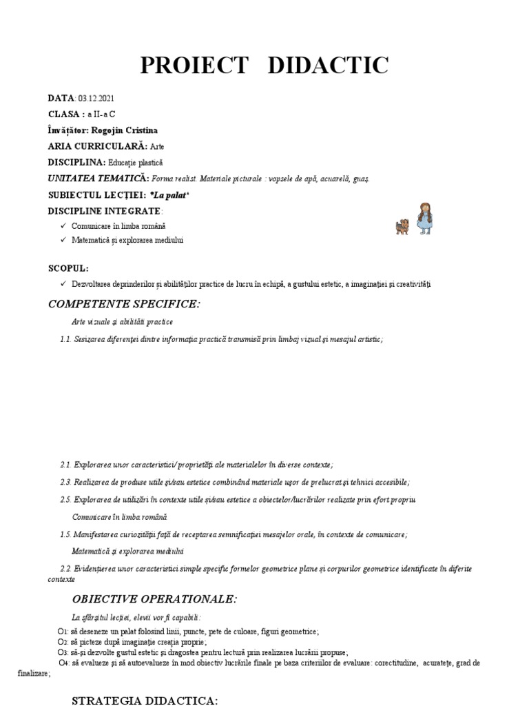 Proiect Didactic: Competente Specifice | PDF