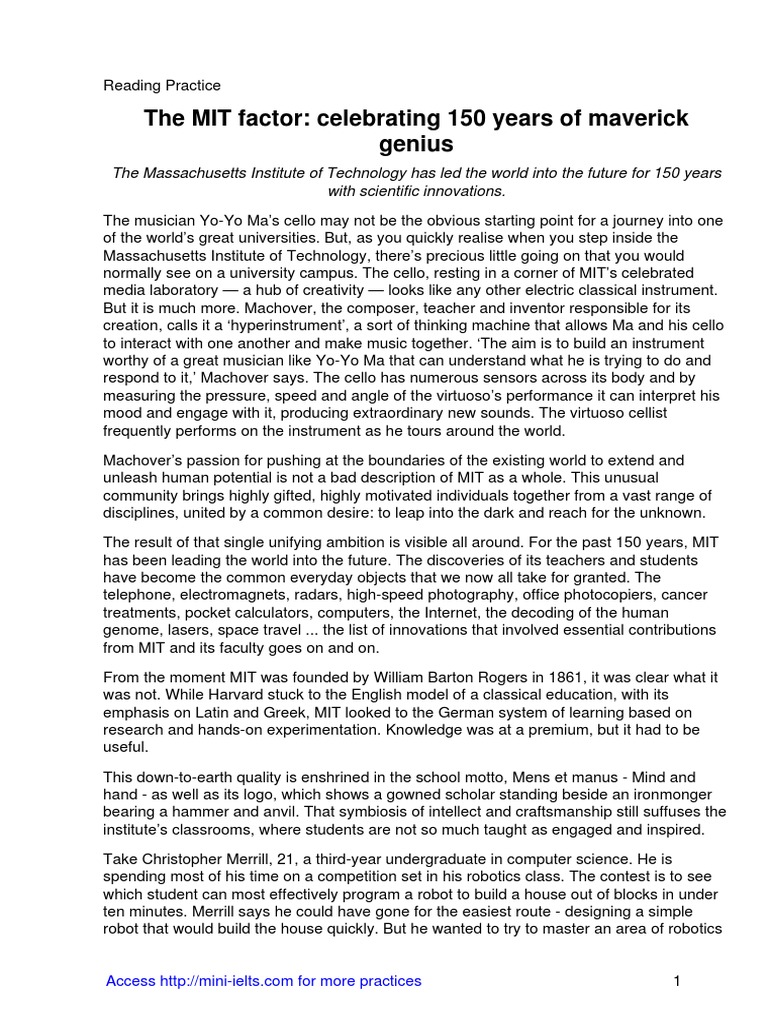The Mit Factor Celebrating 150 Years of Maverick Genius | PDF ...