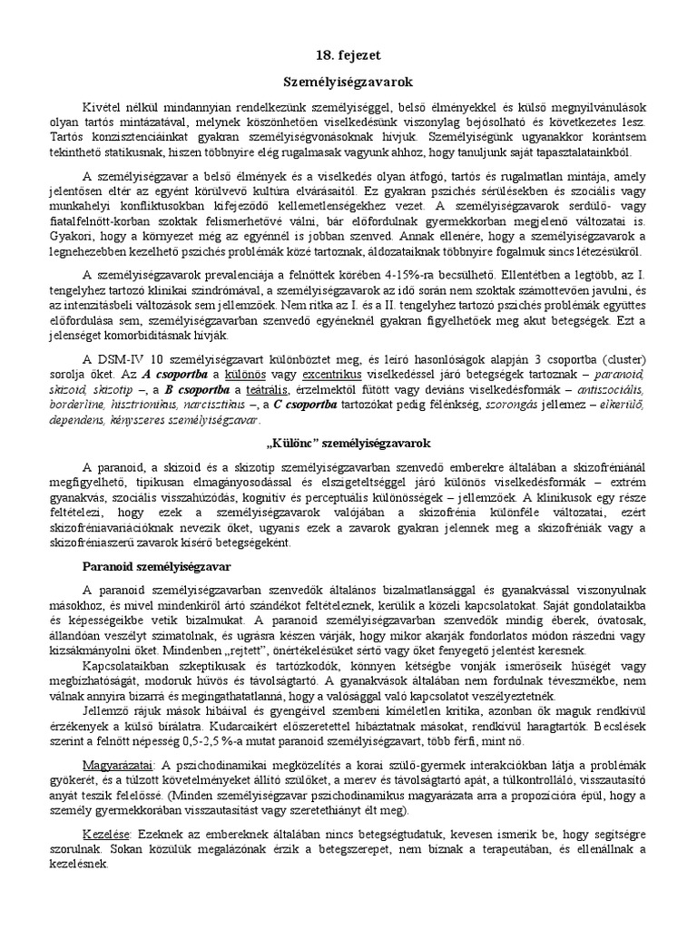 Fejezet - Személyiségzavarok | PDF