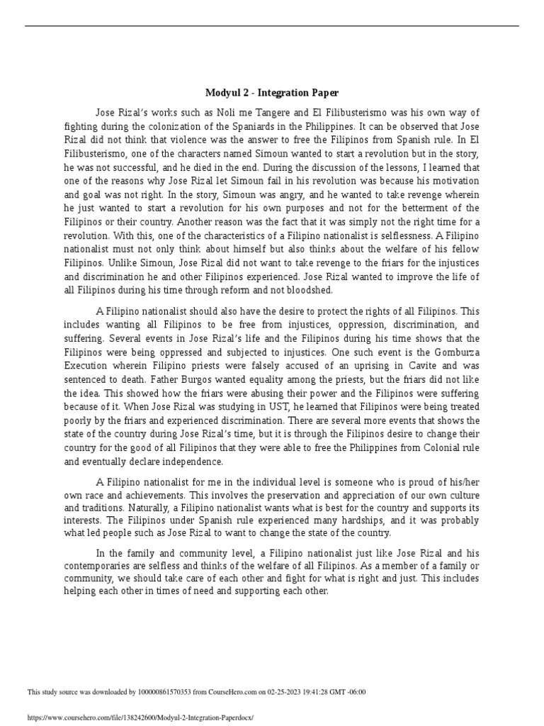 Modyul 2 Integration Paper | PDF | Philippines