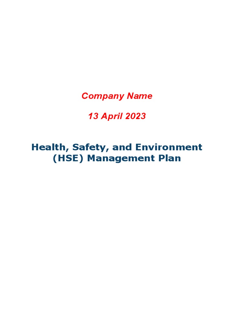 Template Contoh HSE Plan | PDF | Risk | Dangerous Goods
