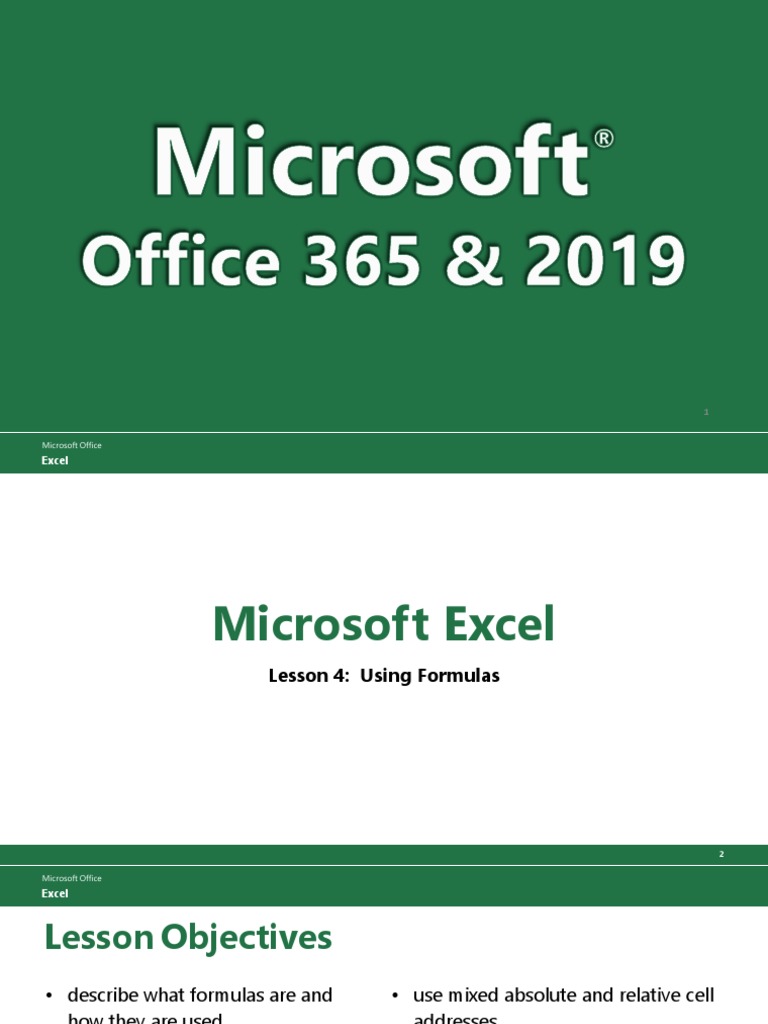 Excel 365-2019 Lesson 4 Presentation | PDF | Microsoft Excel | Function ...