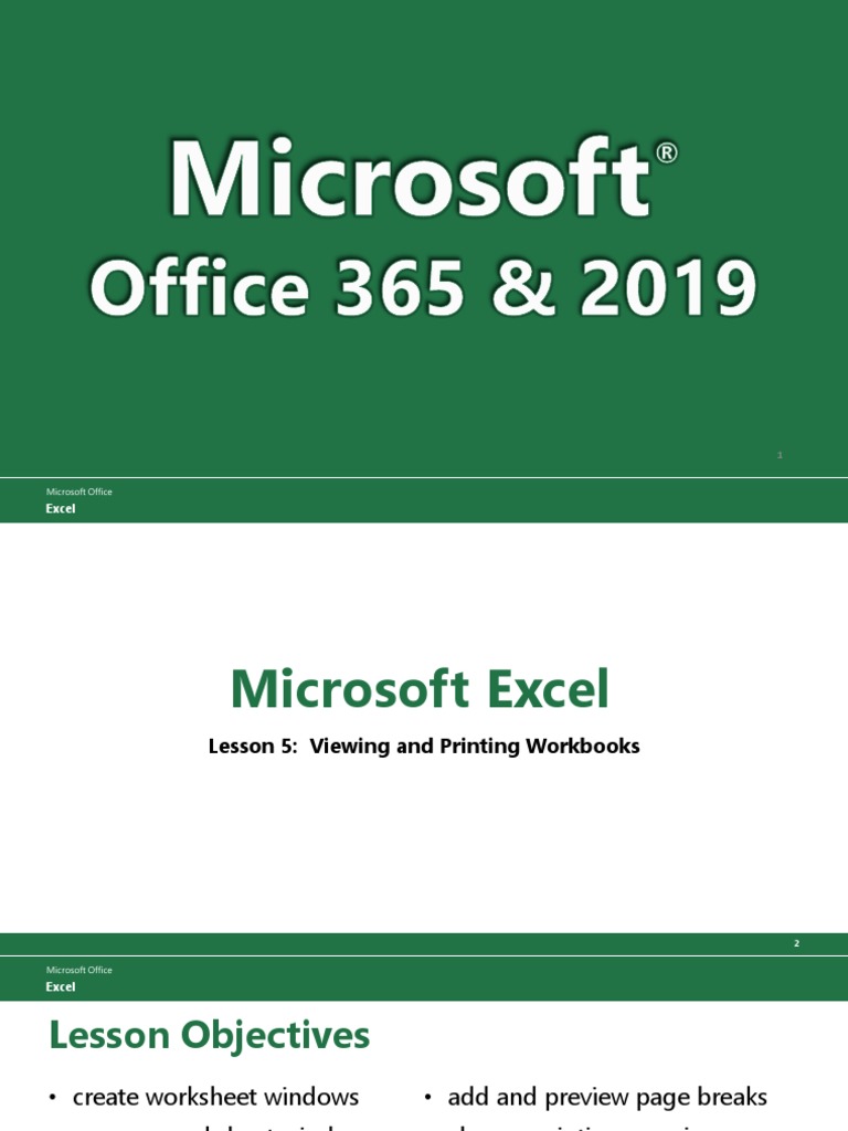 Excel 365-2019 Lesson 5 Presentation | PDF | Microsoft Excel | Page Layout