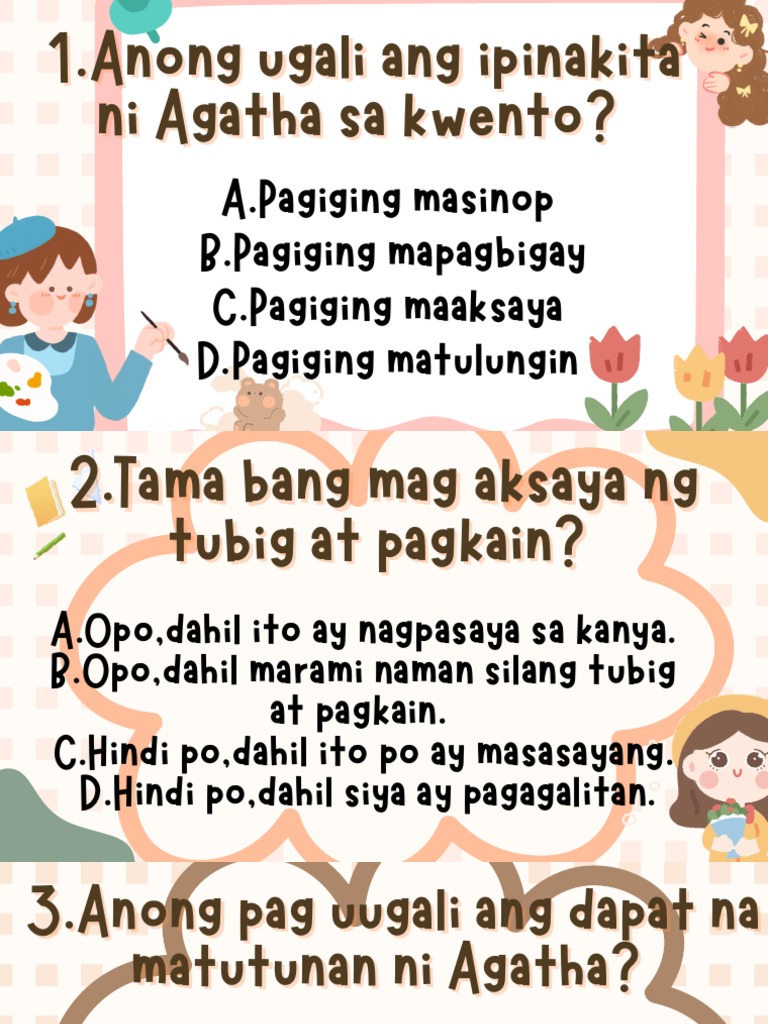 1.anong Ugali Ang Ipinakita Ni Agatha Sa Kwento? | PDF