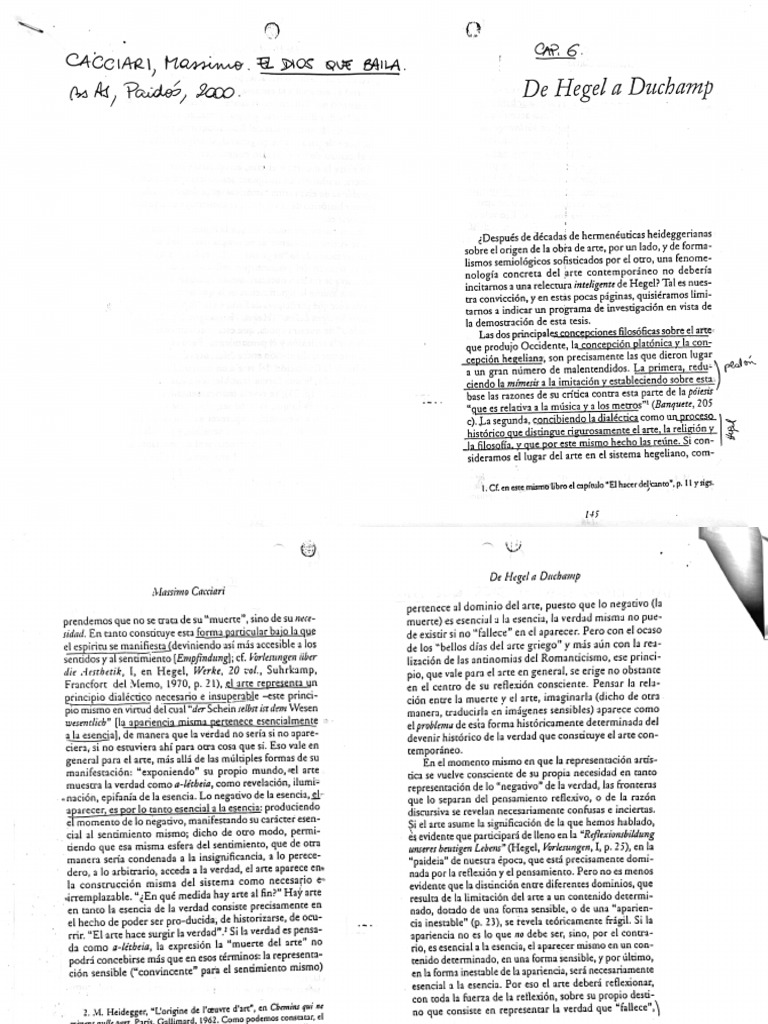 Cacciari. de Hegel A Duchamp | PDF