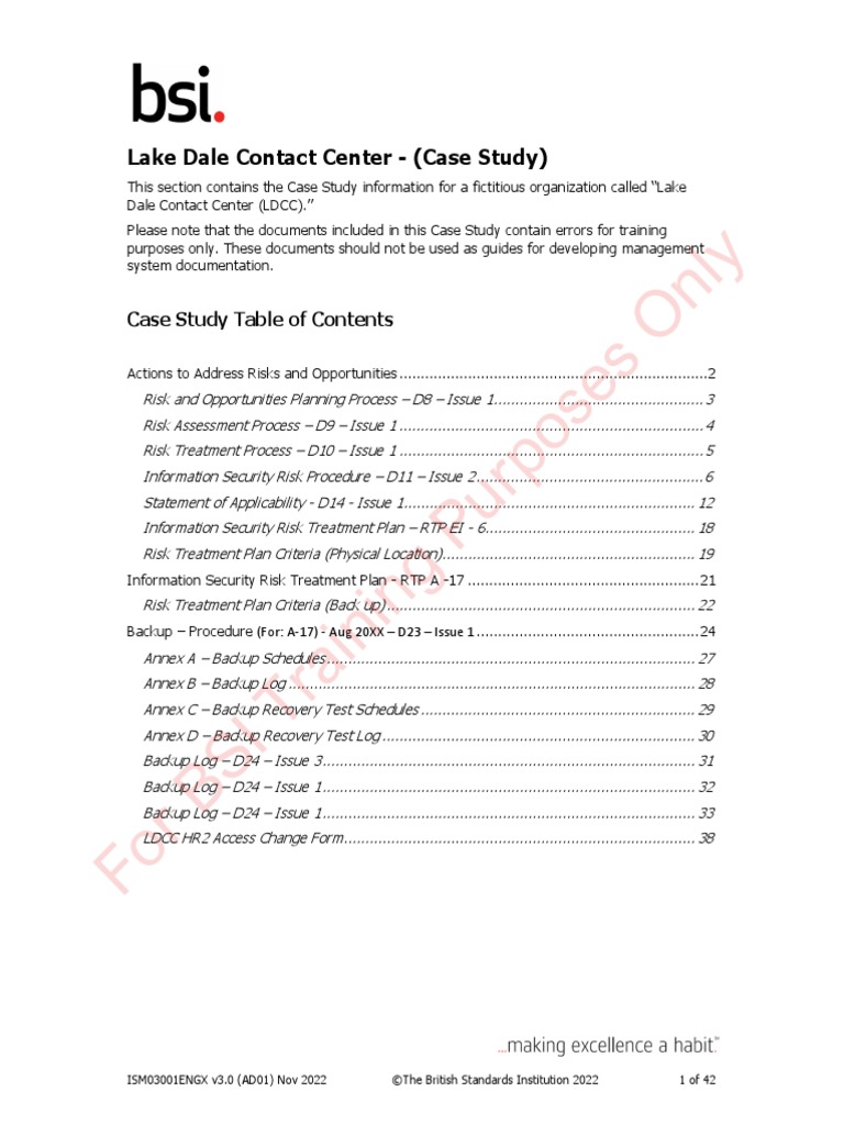 04 Case Study (Same) - ISM03001ENGX - v3 - (AD01) Nov2022 | PDF