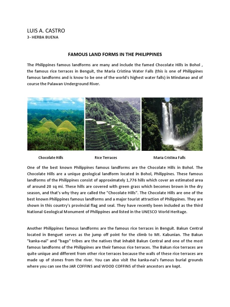Luis A. Castro: Famous Land Forms in The Philippines | PDF ...
