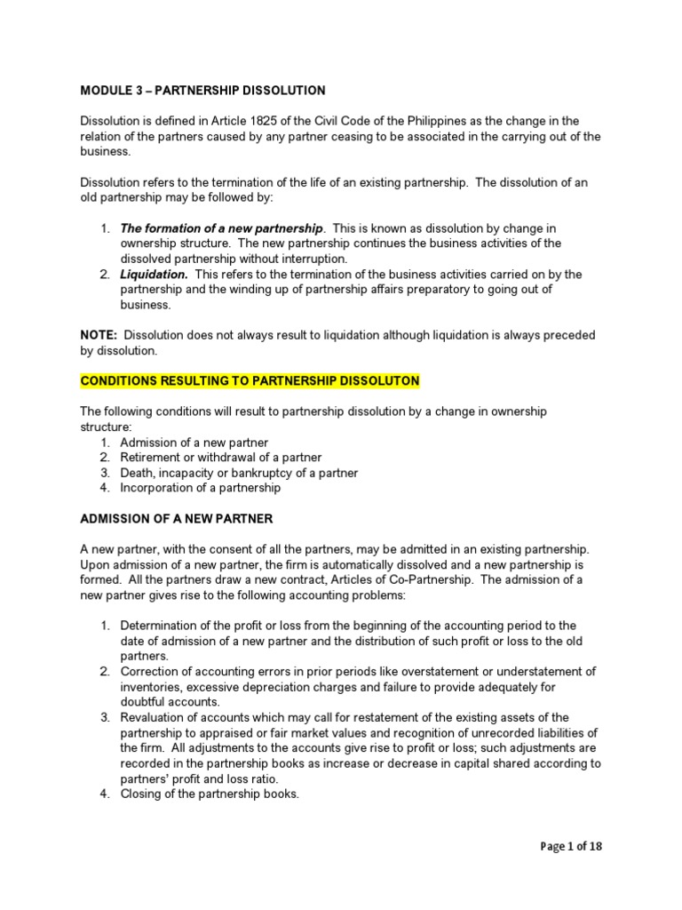 03 Lesson 3 - Partnership Dissolution | PDF | Book Value | Goodwill ...