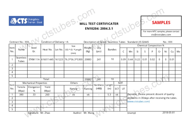 Jis G3445 STKM 11a MTC | PDF | Materials Science | Engineering