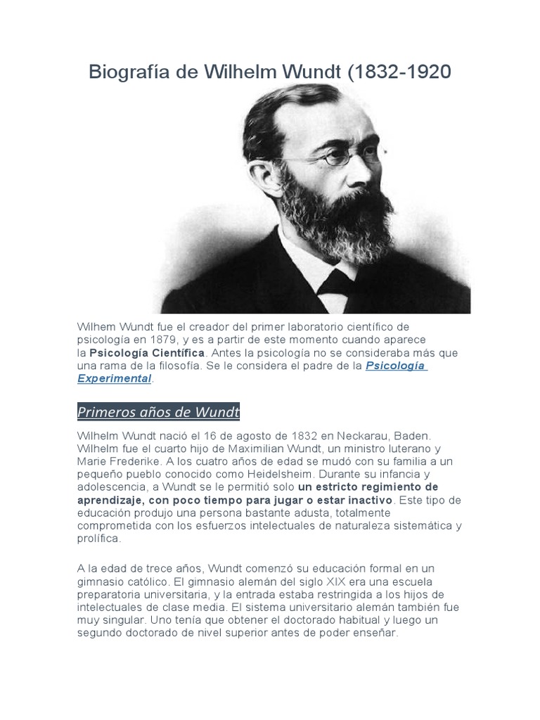 Biografía de Wilhelm Wundt | PDF | Sicología | Experiencia