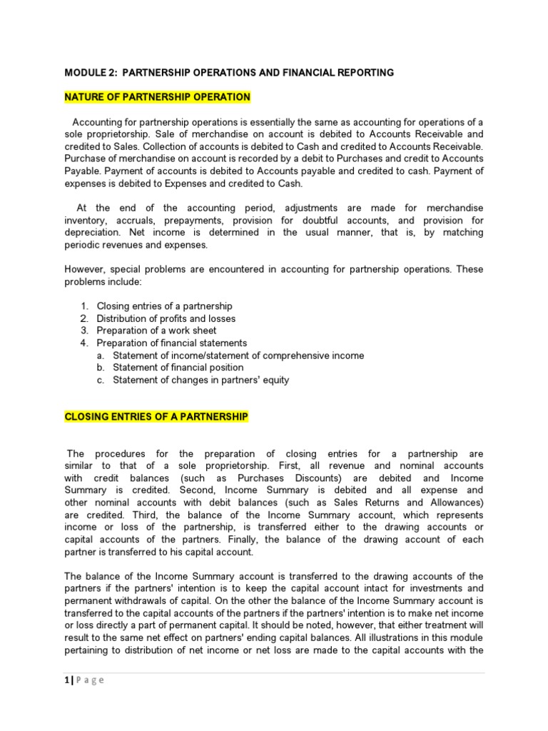 02 Lesson 2 - Partnership Operations and Financial Reporting | PDF ...