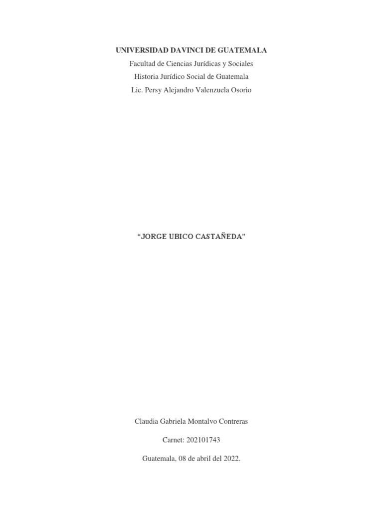 Jorge Ubico Castañeda: Dictador Guatemalteco | PDF | Guatemala | Gobierno