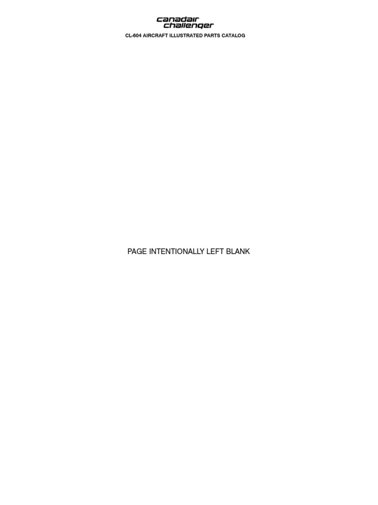 Page Intentionally Left Blank: Cl-604 Aircraft Illustrated Parts ...
