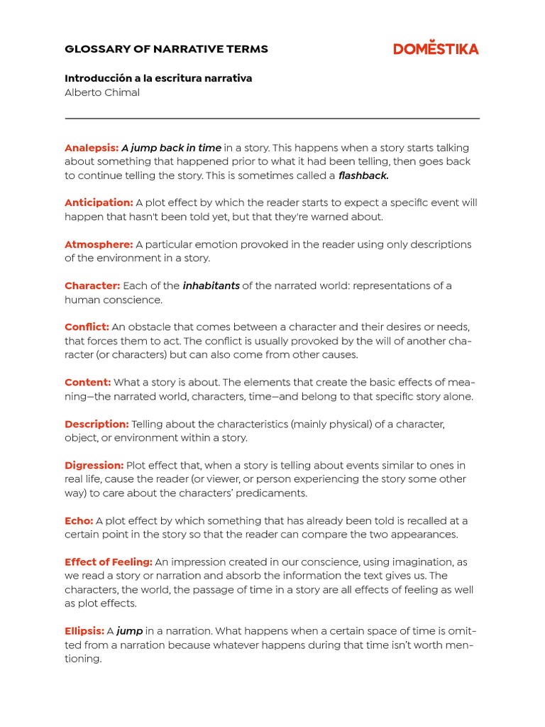 U2 - ADJ - 13 Narrative Glossary | PDF | Narration | Plot (Narrative)