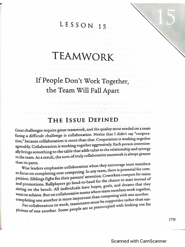 Lesson 15 - Teamwork | PDF