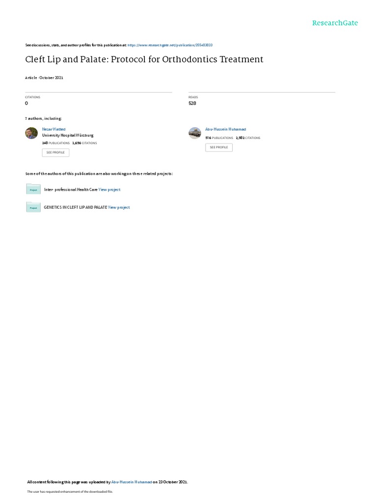 Cleft Lip and Palate: Protocol For Orthodontics Treatment: October 2021 | PDF | Orthodontics ...